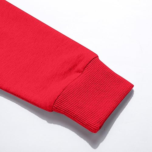 Kids Baby Boy Girl Crewneck Long Sleeve Pullover Top Cotton Infant Lightweight Pullover T Shirt Top Festival Clothes Red
