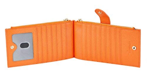 Travelambo RFID Wallet Women Large Size Bifold Multi Card Wallet Case with Zipper Pocke Credit Card Holder for Women