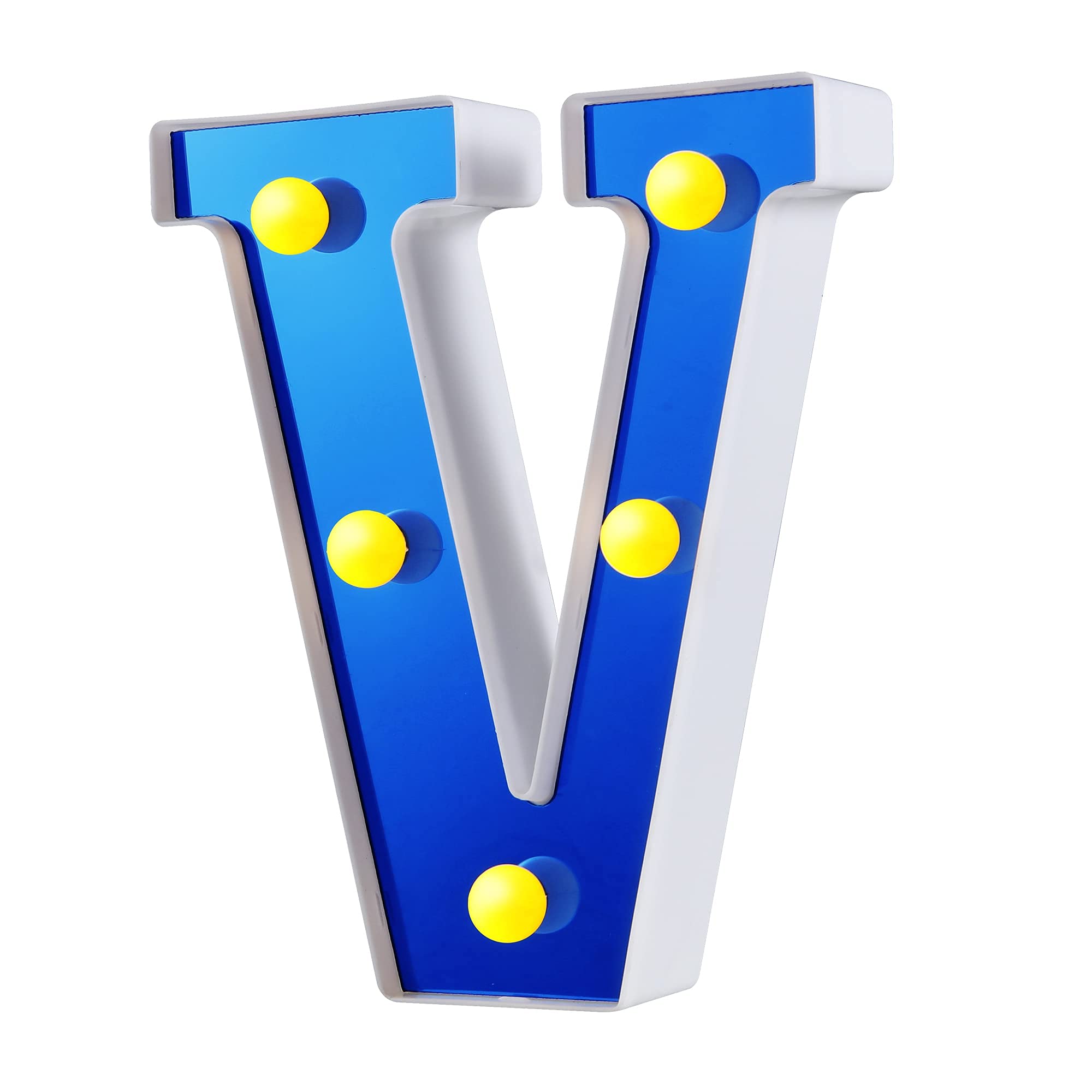Led Marquee Letter Lights Sign Light Up Letters for Home Cafe Bar Party Wedding Birthday Christmas Decoration Battery Operated Alphabet Initials Lamp Letters Night Lights in Bedroom (Royal Blue, V)
