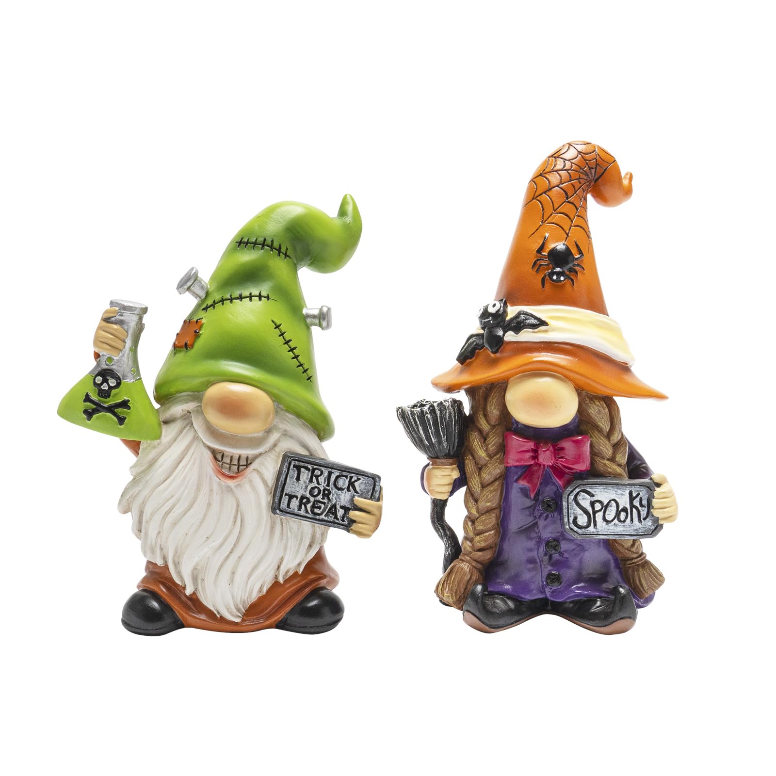 Geemuslly Halloween Gnomes Decorations Figurines Indoor Tiered Tray Table Top Centerpiece Mantle Office Desk Shelf Resin Witch Elf Decor Small Statues Home Ornaments Gift
