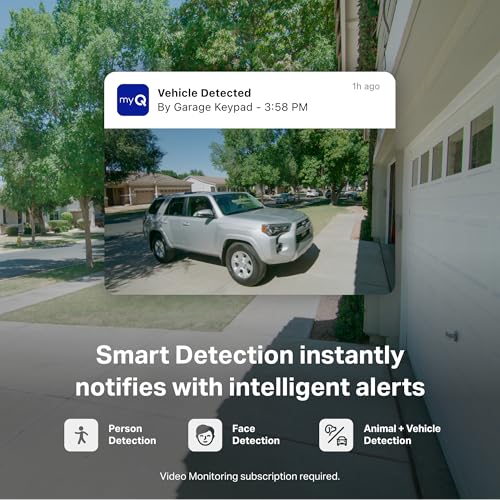 myQ Smart Garage Door Video Keypad with Wide-Angle Camera,Customizable PIN Codes,and Smartphone Control–Take Charge of Your Garage Access Works with Chamberlain, LiftMaster and Craftsman openers,White