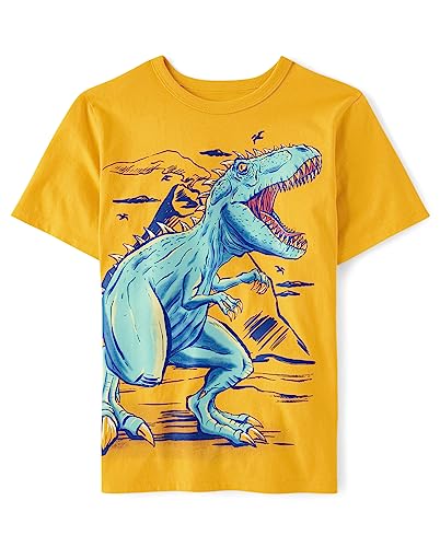 The Children's Place,Short Sleeve Dinosaur Graphic T-Shirt,Golden Egg,Medium (7/8)
