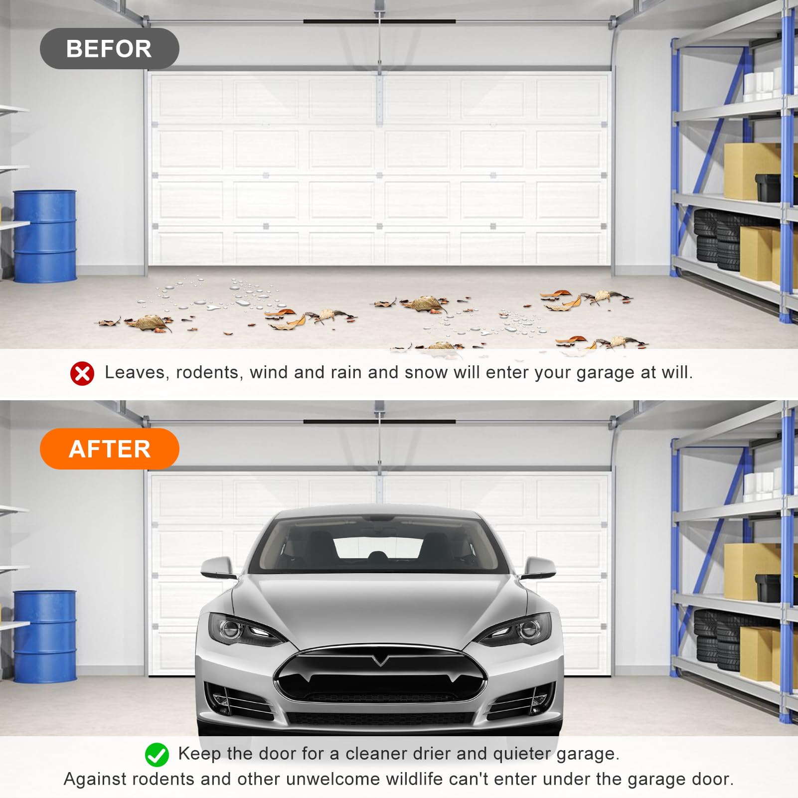 20FT Garage Door Seals Bottom Rubber Weather Stripping, Garage Door Seal Bottom, P-Bulb Garage Door Bottom Weather Seal Suitable for Weatherproof, Replacement Overhead Doors,Black