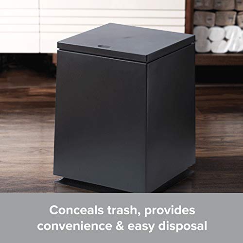 Modern Waste Basket - 1.85 Gal/7L Square Shape Trash Bin - Pop Open Trash Can with Lid - Black Bathroom Trash Can - Push Top Kitchen Garbage Can - Home/Office Trash Can with Removable Liner Bucket