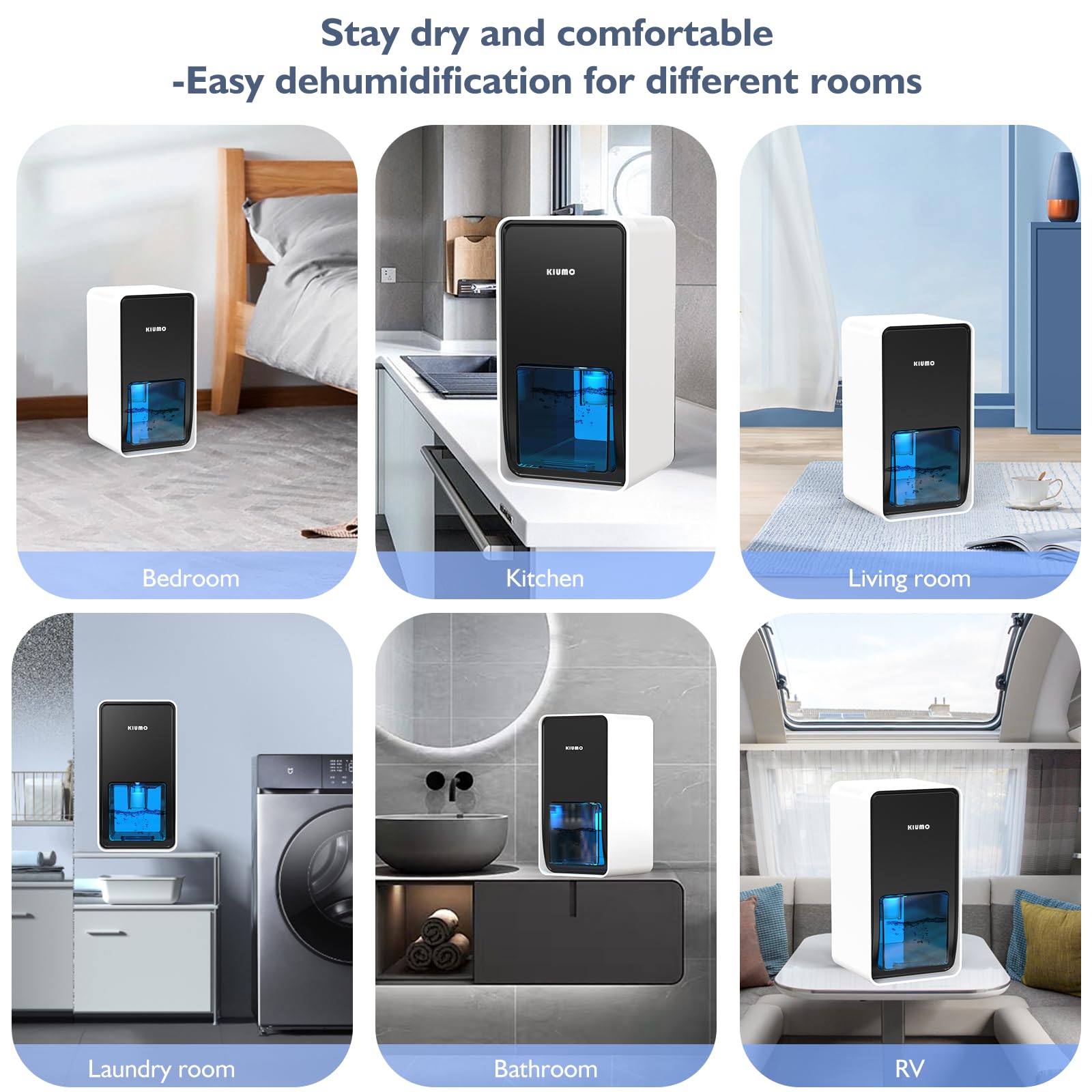 Dehumidifier for Home,Kiumo 40 OZ Small Dehumidifiers for Room, Quiet with Auto Shut Off, Portable Dehumidifiers for Bedroom (350 sq. ft), Bathroom, RV, Closet