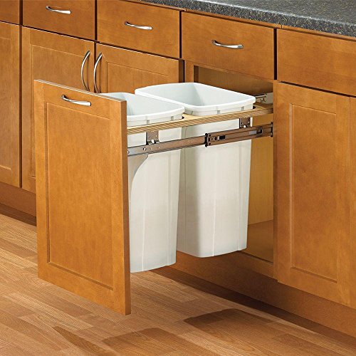Knape & Vogt PDMTM18-2-35WH Double Top-Mount Waste & Recycling Bins, White