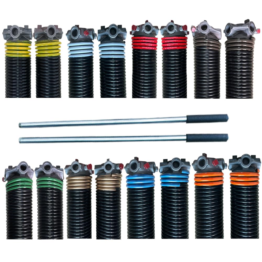 Pair of 2" Garage Door Torsion Springs with Non-Slip Winding Bars, Quality Precision Electrophoresis Black Coated, Minium Life 18,000 Cycles (.243" x 2" x 31")