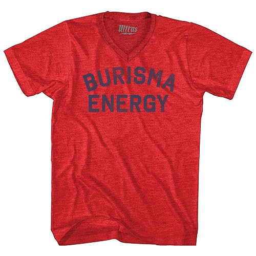 Burisma Energy Adult Tri-Blend V-Neck T-Shirt-Athletic Red-Adult Medium
