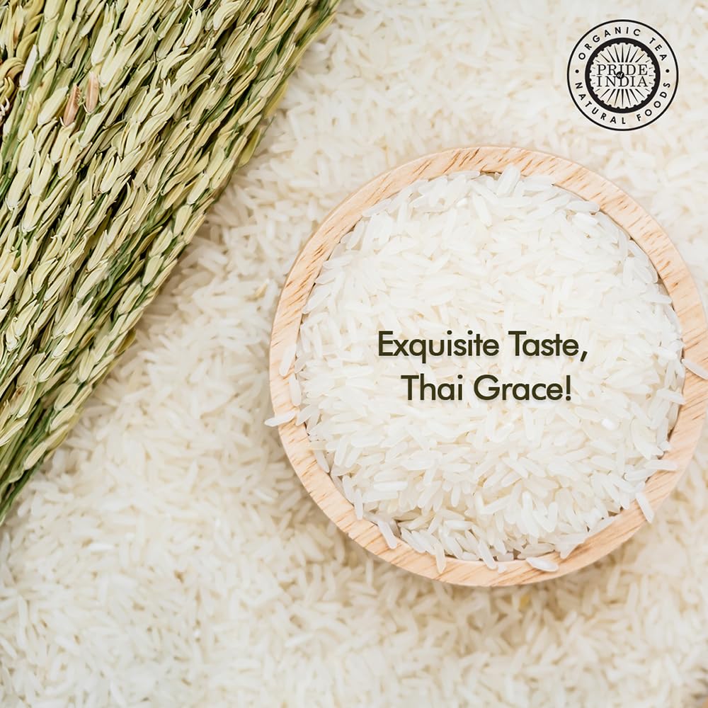 Pride Of India - Thai White Jasmine Rice - Fragrant Hom Mali Rice, 1.5 Pound Jar