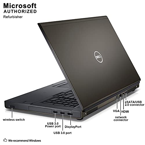 Dell Precision M6800 17.3in Laptop Business Notebook (Intel Core i7-4810MQ, 16GB Ram, 500GB HDD, 2GB Integrated Graphics Card, HDMI, DVD-ROM, WiFi, Express Card) Win 10 (Renewed)