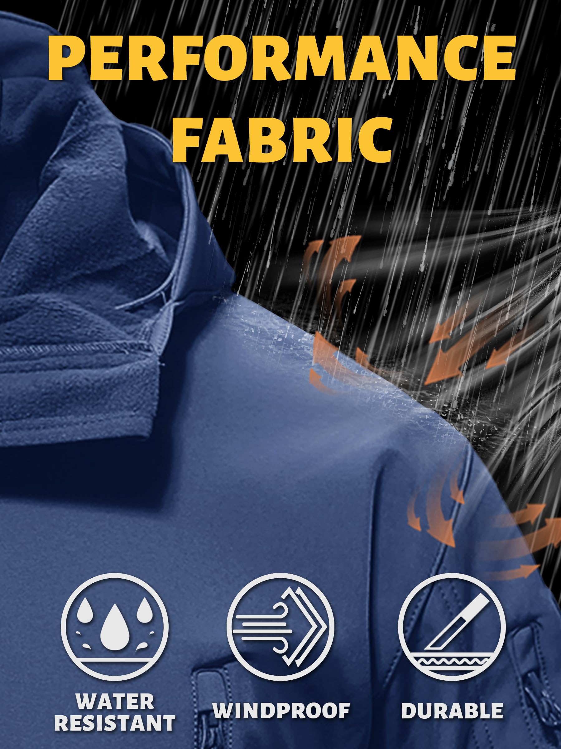TACVASEN Men's Ski Snow Fleece Jackets Special Ops Military Tactical Pockets Rain Jacket Waterproof Warm Fall Winter Coat Softshell Royal blue 2XL
