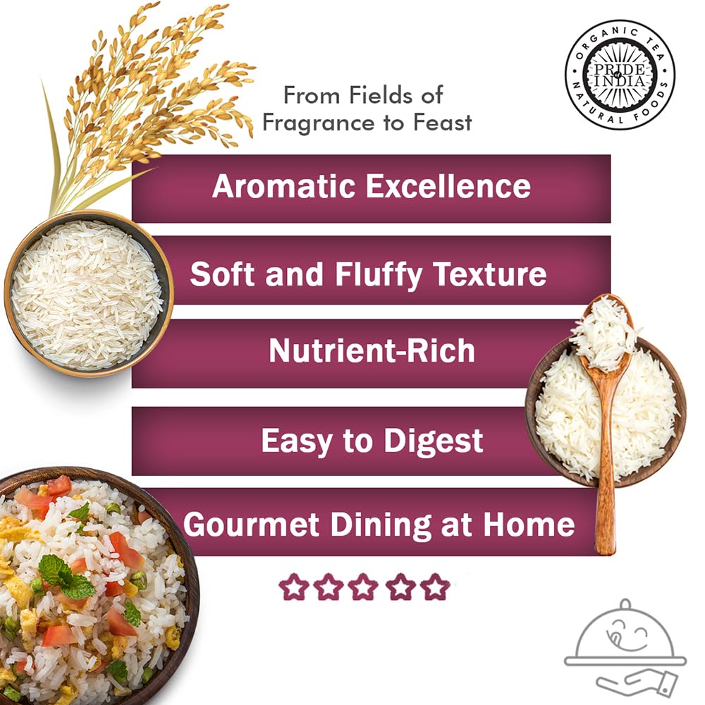 Pride Of India - Thai White Jasmine Rice - Fragrant Hom Mali Rice, 1.5 Pound Jar