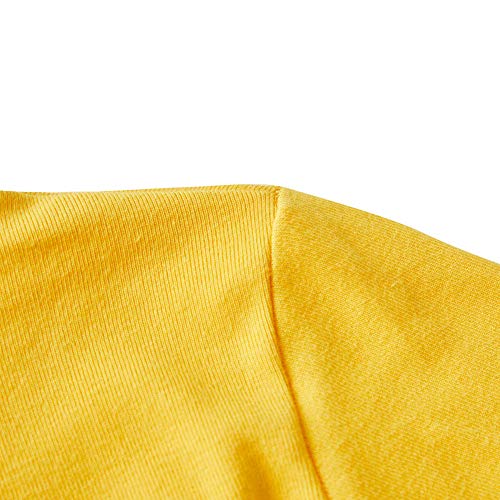Spring&Gege Little & Big Boys Girls Long Sleeve Mock Turtleneck T-Shirt Cotton Base Layer Tops, Yellow, Size 9-10 Years