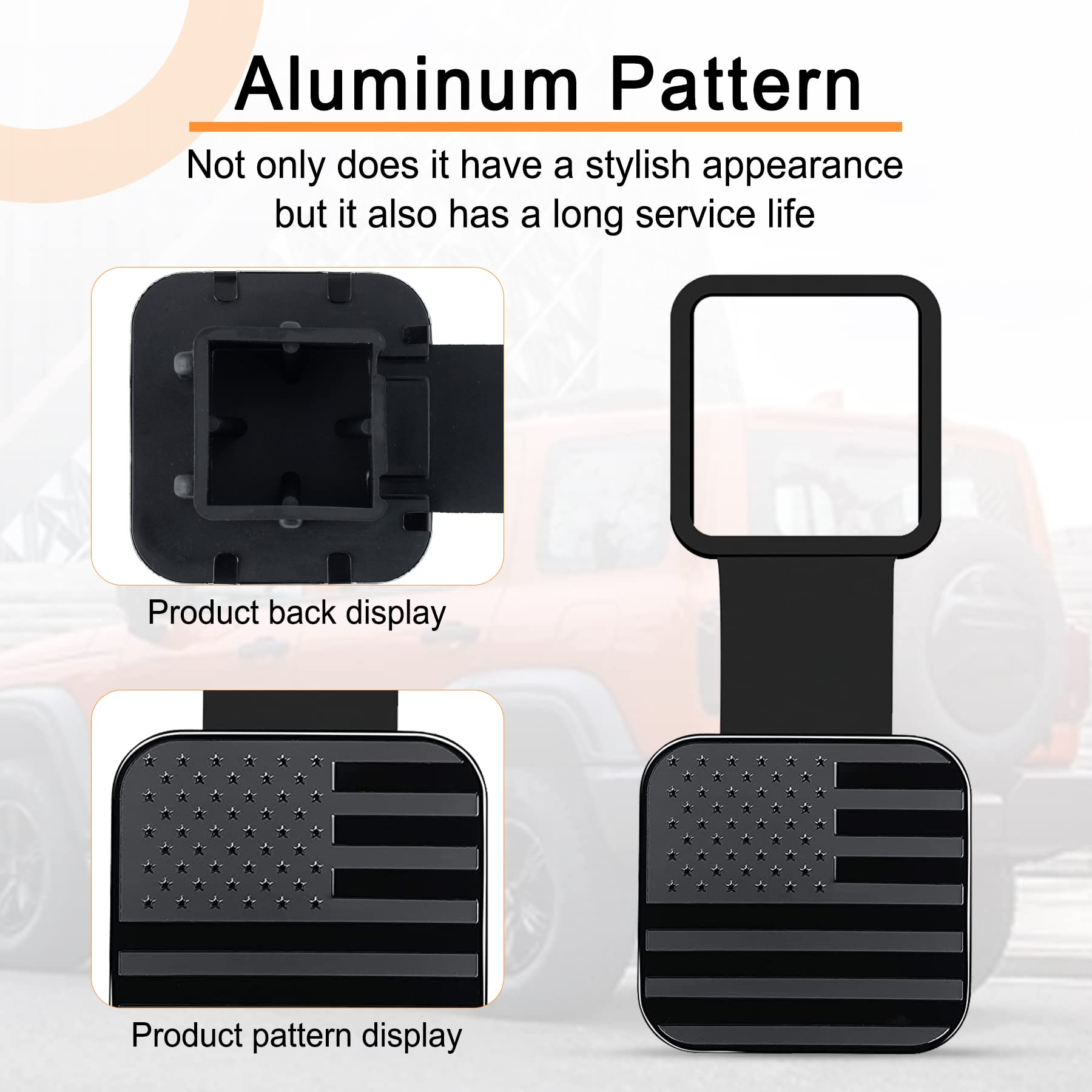 SINGARO 2 Inch Universal Flag Tow Hitch Covers, Trailer Hitch Cover Tube Plug Insert, Car Exterior Accessories, Receiver Tube Hitch Plug(2PCS American Flag)