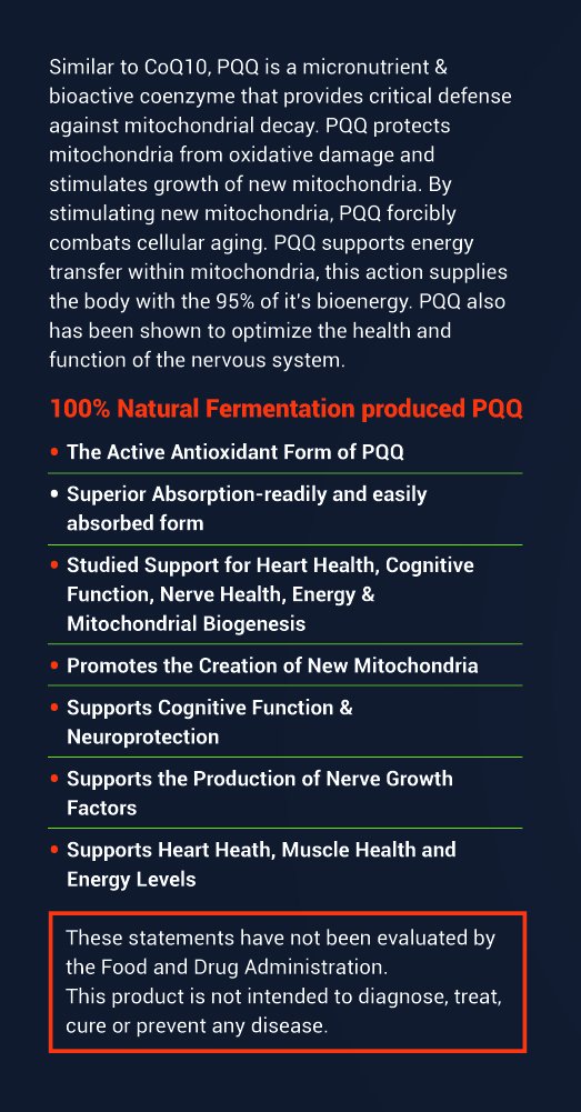 NaturalPQQ - Cellular Energy for The Active Lifestyle - 20mg PQQ, Mitochondrial Biogenesis
