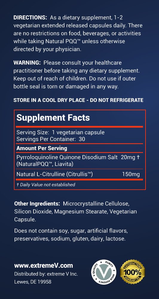 NaturalPQQ - Cellular Energy for The Active Lifestyle - 20mg PQQ, Mitochondrial Biogenesis