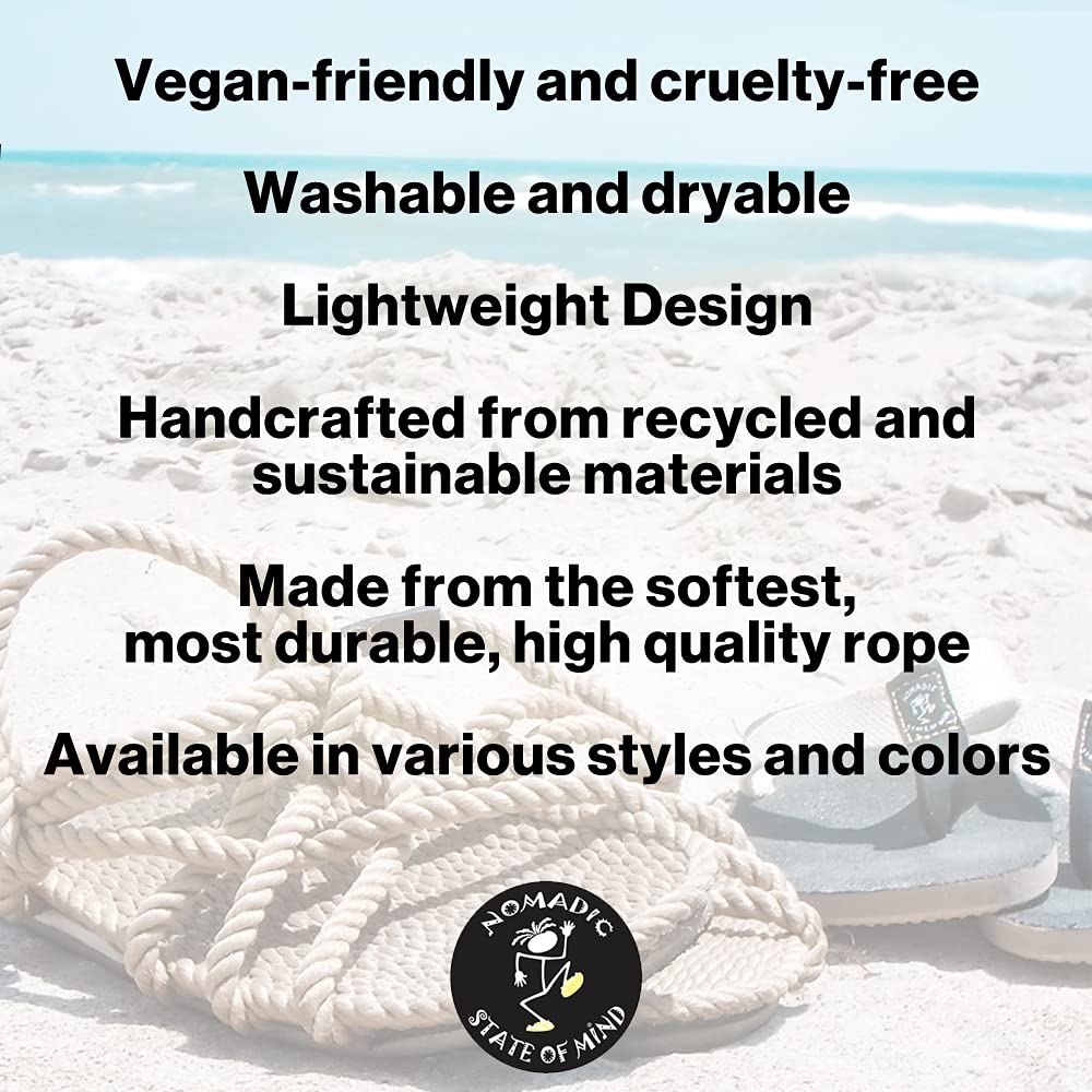 Nomadic State of Mind Lounger Sandals- Handmade Adjustable Rope Shoes – Machine Washable – Comfortable & Lightweight – Vegan Friendly – For Women & Men (Numeric_8)