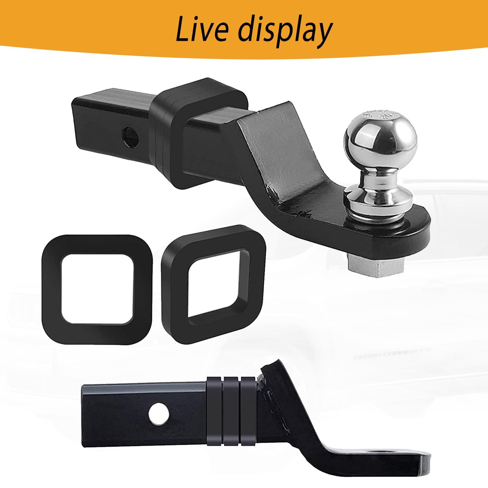 cueclue Pack-3 Receiver Silencer Pad, 1.96" x 3" x 0.5" Noise Reduction Hook Rubber Cushion Reduces Rattling for 2" Trailer Hitch (Black)