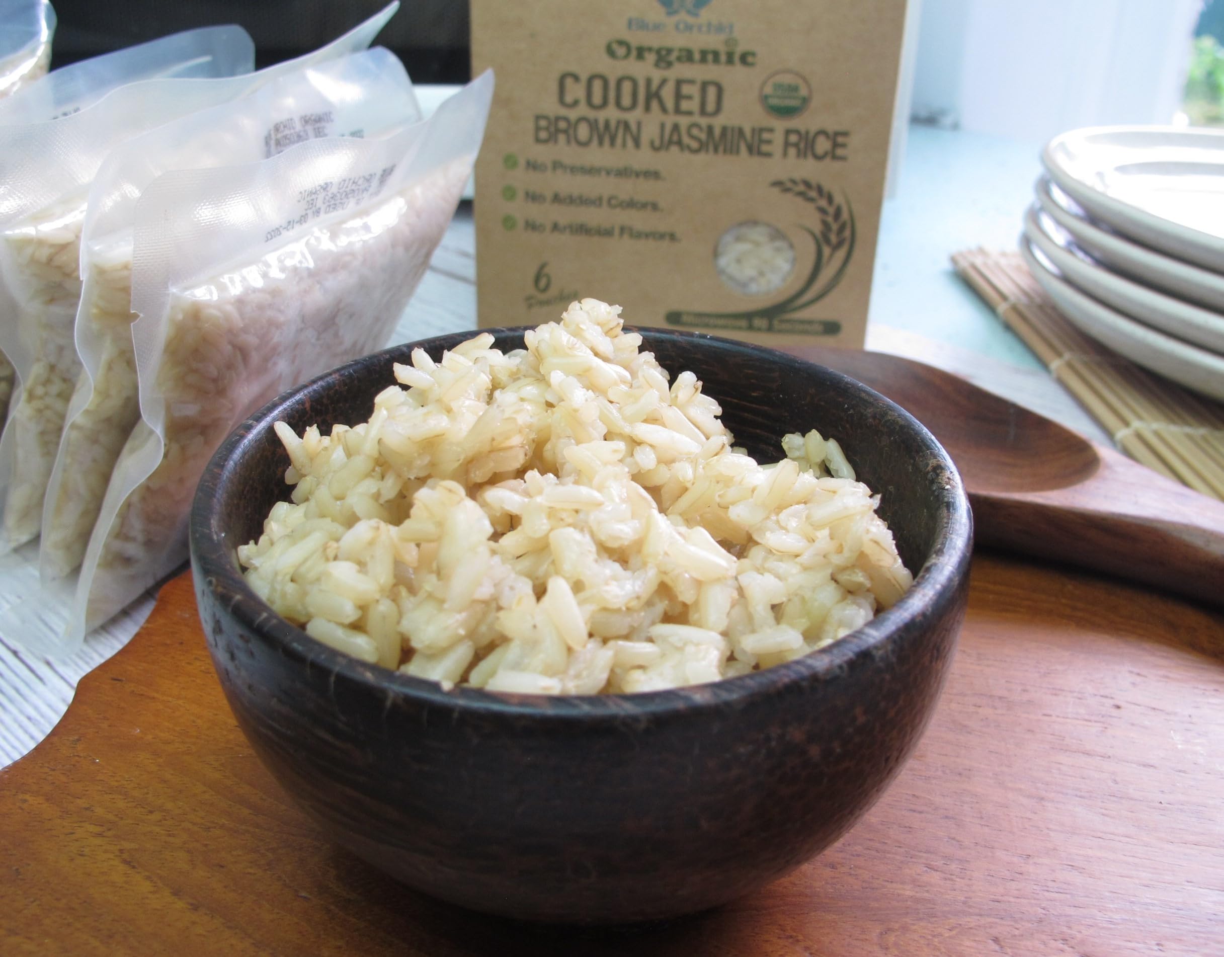 Organic Thai Jasmine Microwavable Cooked Brown Rice - Gluten-free - Vegan Healthy Ready to Eat 6 x 4.6 OZ Pouch (Brown Rice 6 Pouches)