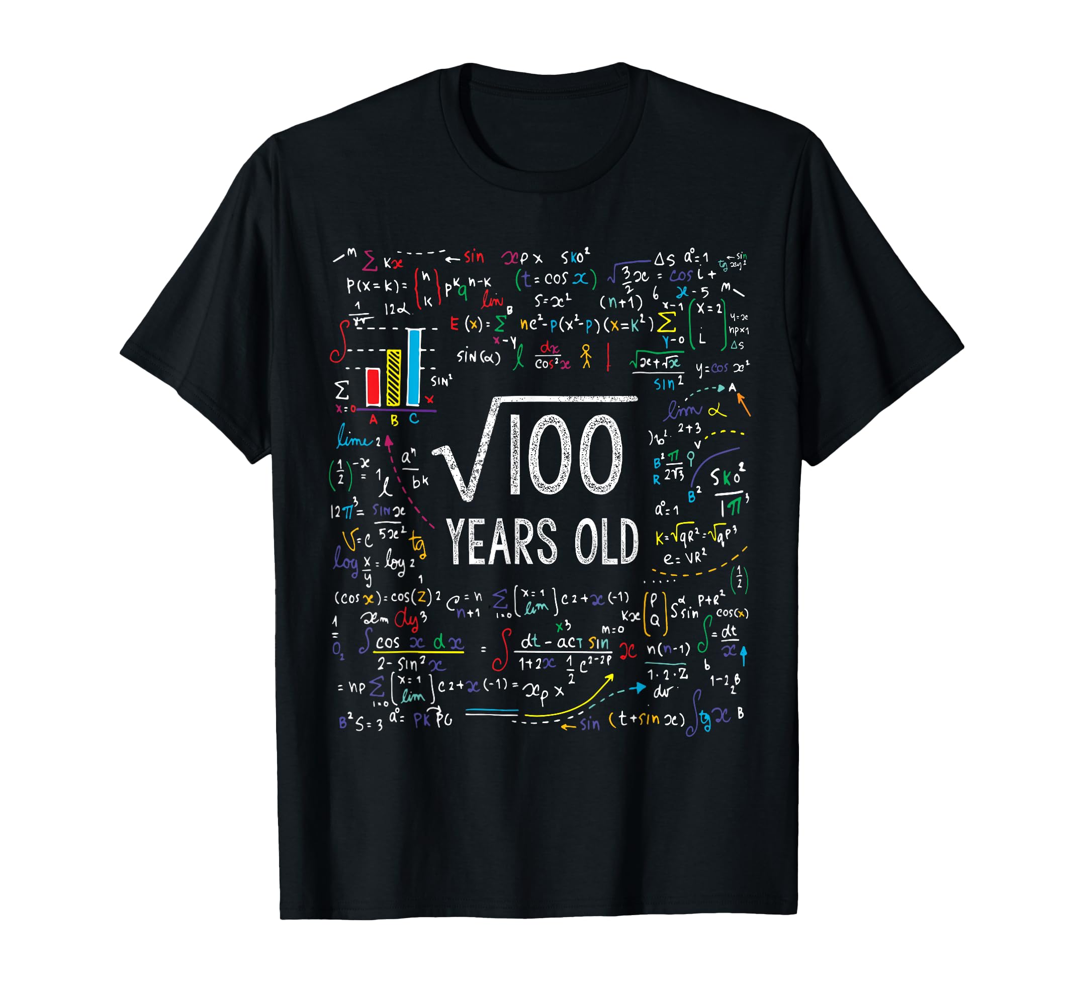 Square Root Of 100 10th Birthday 10 Year Old Gifts Math Bday T-Shirt