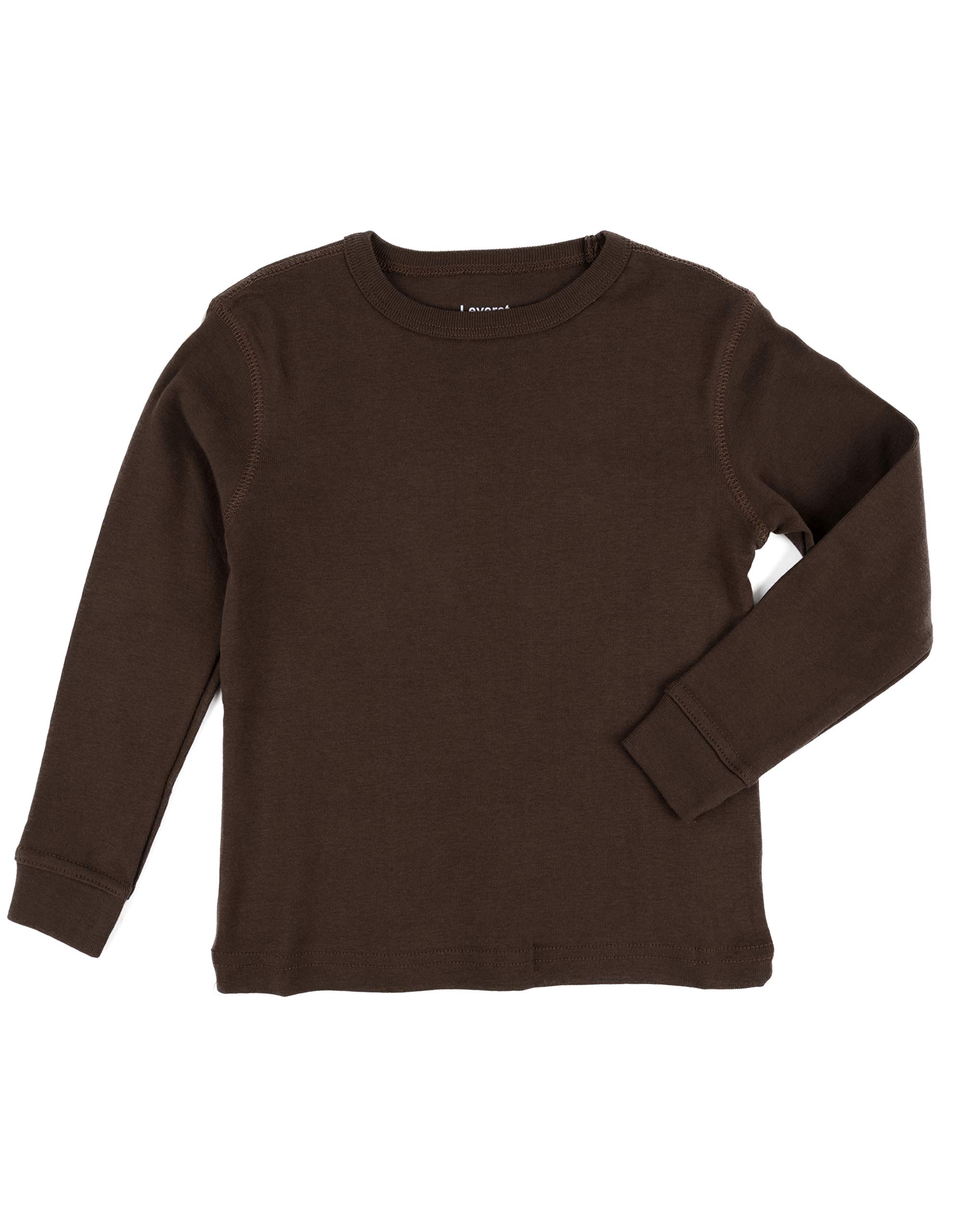 Leveret Long Sleeve Solid T-Shirt 100% Cotton (10 Years, Brown)