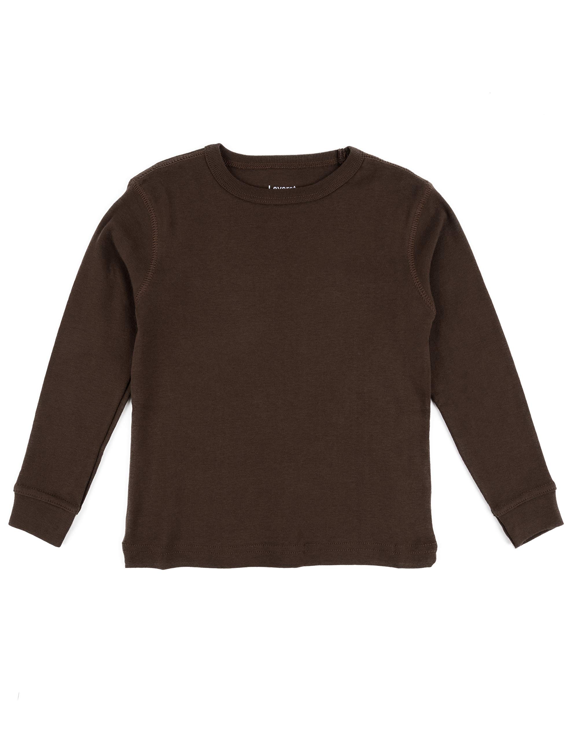 Leveret Long Sleeve Solid T-Shirt 100% Cotton (10 Years, Brown)