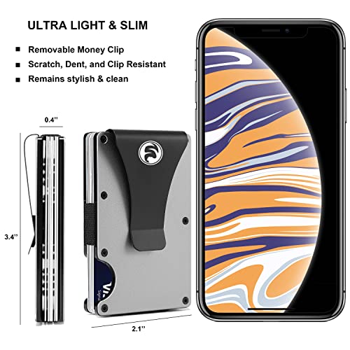 Coukula Minimalist Wallet for Men - Slim Aluminum Money Clip - RFID Blocking Metal Wallet - Front Pocket Mini Credit Card Holder - Skull Claw Torn Artcraft - Tactical Wallet for Business Travel