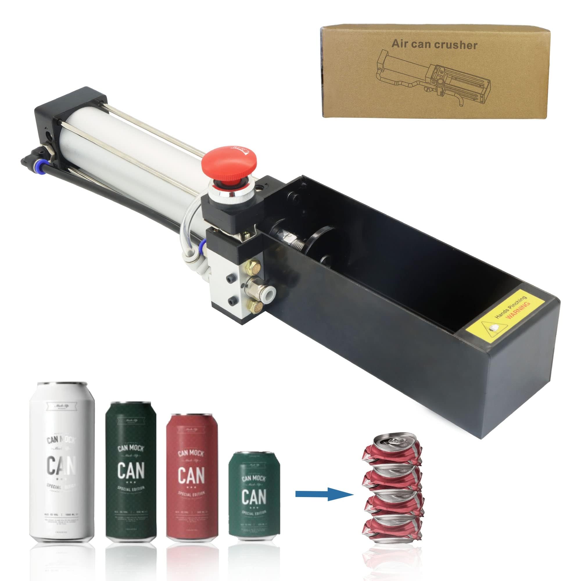 Pneumatic Cylinder Can Crusher – Air Powered Countertop –Aluminum Can Crushers for Recycling – For 12oz,16oz Aluminum Soda Bear Tall Tin Cans – Heavy Duty Automatic Efficient Smasher…