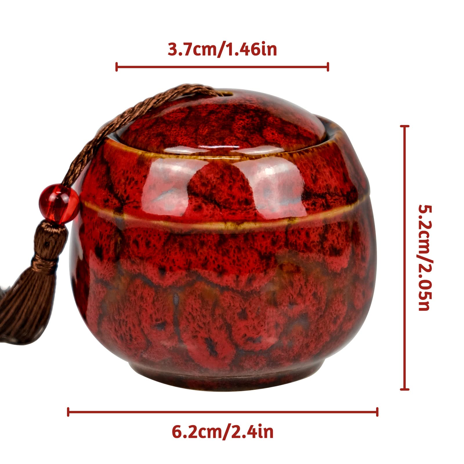 BLLREMIPSUR 2 PCS Ceramic Canister for Loose Leaf Tea, Beautiful Chinese Style Tea Containers with Tassel, Small Tea Coffee Sugar Storage Organizer