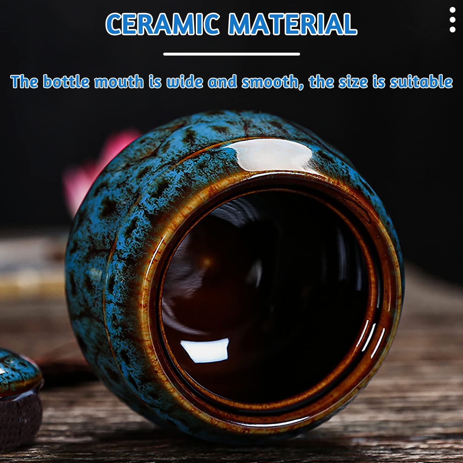 BLLREMIPSUR 2 PCS Ceramic Canister for Loose Leaf Tea, Beautiful Chinese Style Tea Containers with Tassel, Small Tea Coffee Sugar Storage Organizer