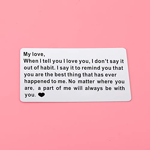 Engraved Wallet Inserts, Wedding Gifts for Men, To My Love Metal Wallet Card, Birthday Gift for Him, Anniversary Card For Boyfriend Husband (Silver)