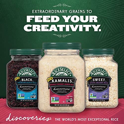 RiceSelect Discoveries Kamalis Intensely Fragrant Jasmine Rice, Gluten-Free, Non-GMO, Vegan, 14.5 Ounce Jar