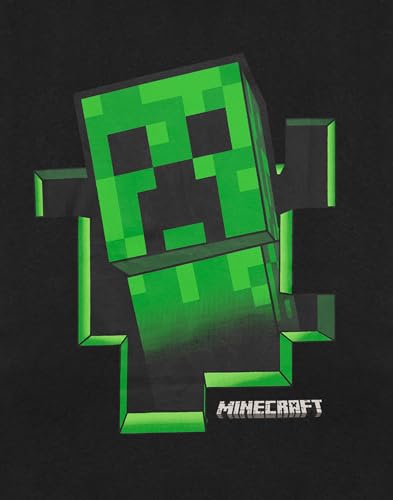 Minecraft T Shirt Boys Creeper Inside Black Short Sleeve Gamer Top 9-10 Years