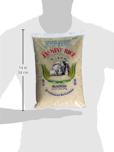 Three Elephants Thai Jasmine Rice, 5 Pound