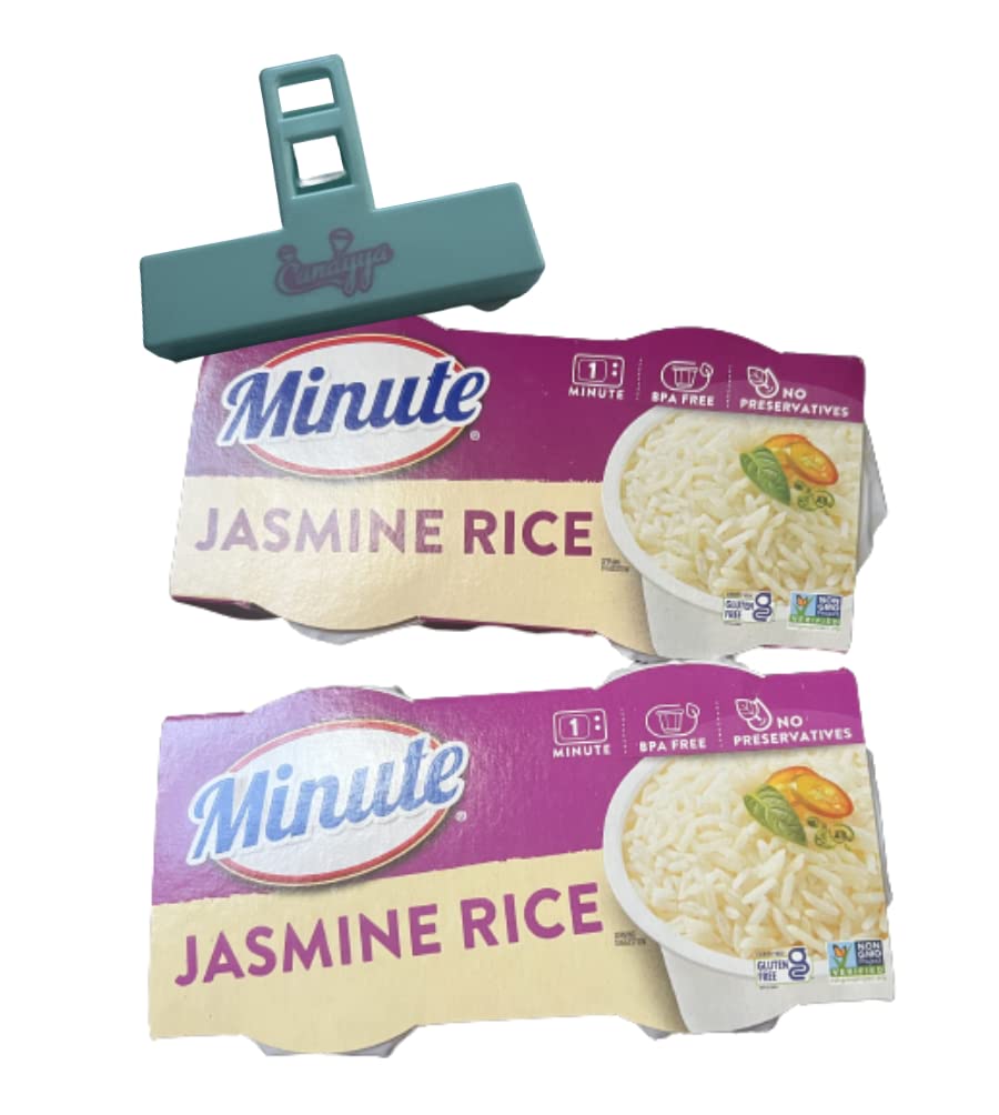Microwave Rice Minute Jasmine Rice in Ready To Serve Cup 8.8 Oz Packs of Minute Rice Instant Rice Cups bundle with Exclusive Candyya Clip (2 packs)