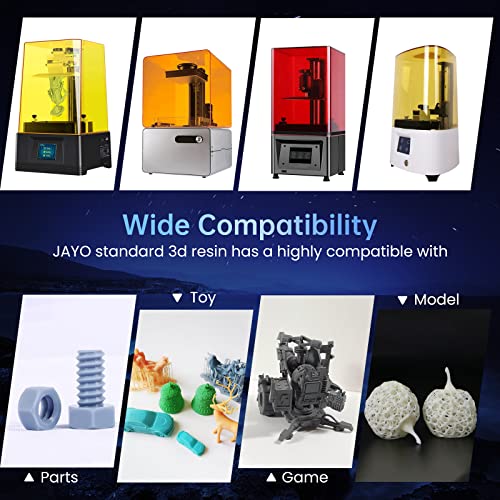 3D Printer Resin, JAYO 1KG 3D Resin for 4K 8K LCD/DLP/SLA 3D Printers, 405nm Standard Photopolymer Fast Curing Resin, High Precision, Low Shrinkage, Grey 1000g