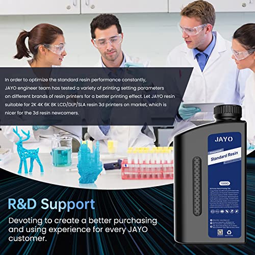 3D Printer Resin, JAYO 1KG 3D Resin for 4K 8K LCD/DLP/SLA 3D Printers, 405nm Standard Photopolymer Fast Curing Resin, High Precision, Low Shrinkage, Grey 1000g