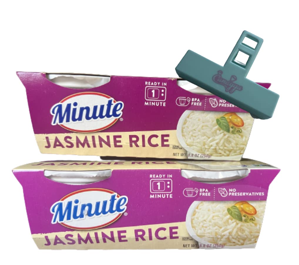 Microwave Rice Minute Jasmine Rice in Ready To Serve Cup 8.8 Oz Packs of Minute Rice Instant Rice Cups bundle with Exclusive Candyya Clip (2 packs)