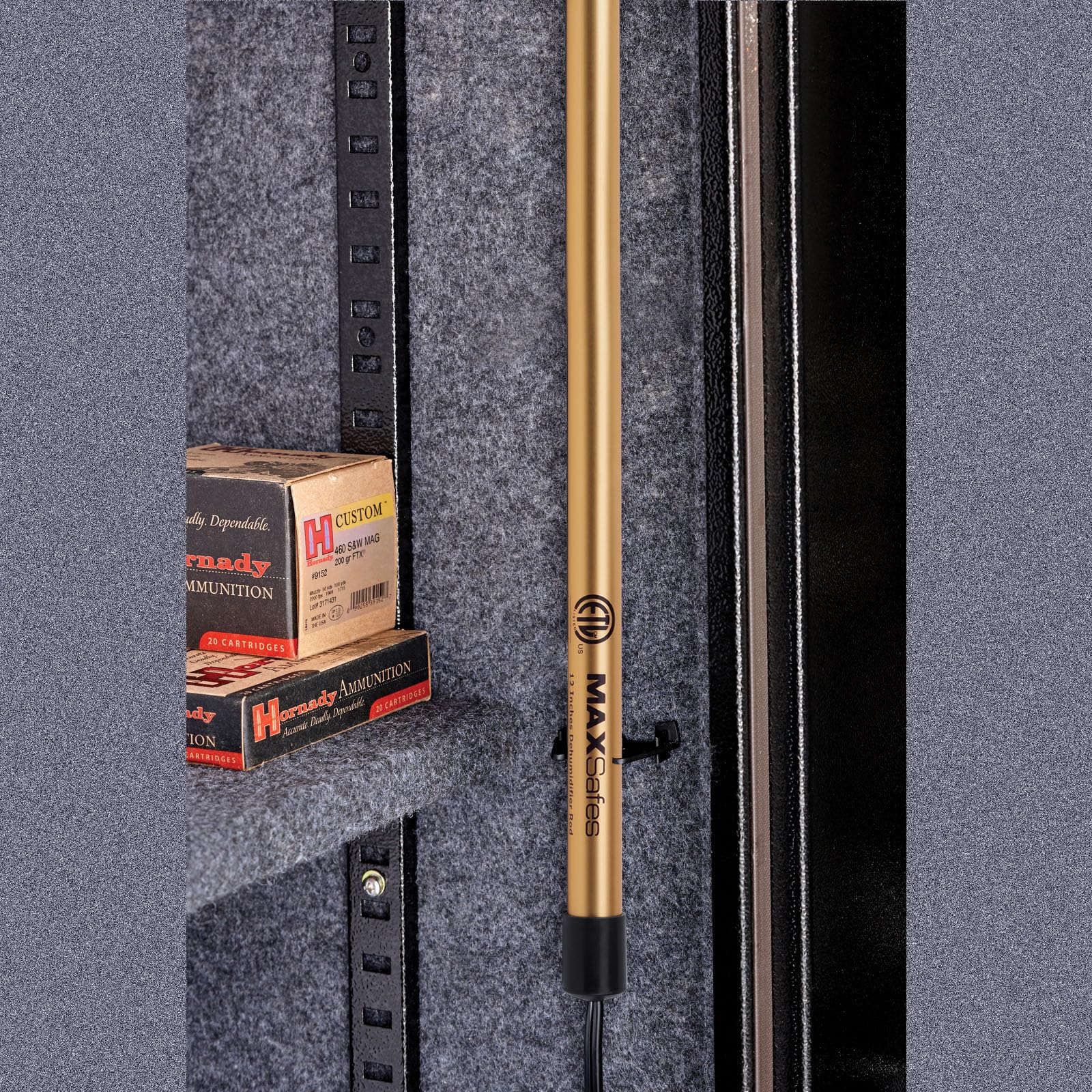 MAXSafes Gun Safe Dehumidifier Rod, Dry Golden Rod - Easy Installation Plug-in Electric Dehumidifier Eliminates Moisture for Gun Safes & Cabinets, ETL Approved (18in)