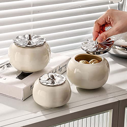 MLAFE Ceramic Jar With Lid, White Kitchen Countertop Pantry, Nordic Style Storage Jar For Snacks, Coffee Beans, Tea Leaves, Cereals, Etc. (L)
