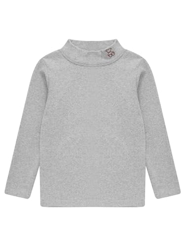 JEATHA Boys Girls Bear Embroidery Mock Neck T-Shirt Long Sleeve Thermal Top Unisex Kids Undershirts Loungewear Gray 9-10 Years