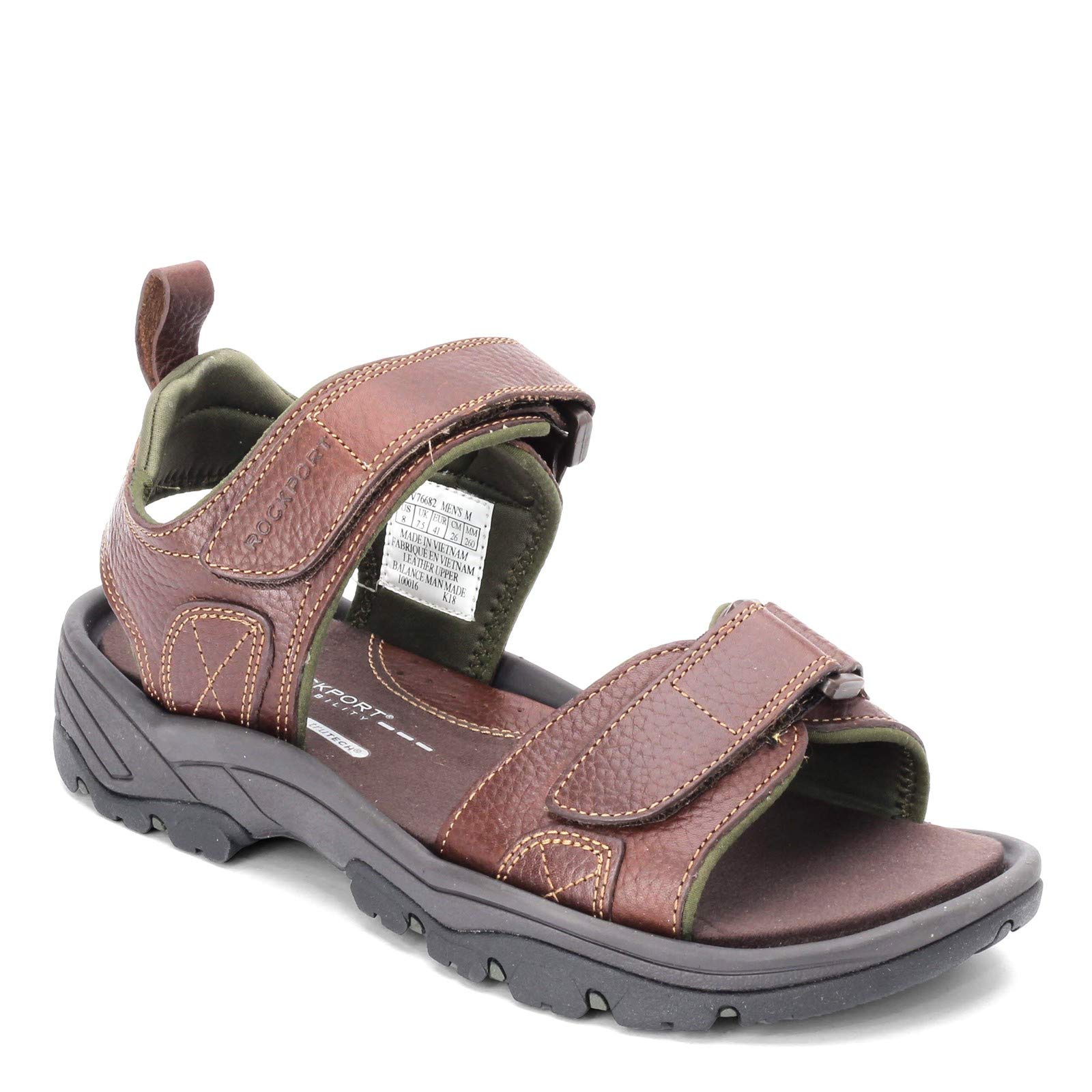 Rockport Men's Rocklake Flat Sandal, Brown/Brown, 9.5 W US