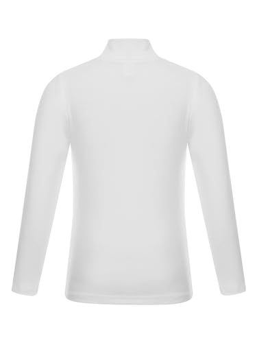 Kvysinly Boys Girls Thermal Underwear Tops Bear Embroidery Turtleneck Long Sleeve Pullover Baselayer T-Shirt Undershirt White 9-10 Years
