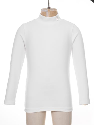 Kvysinly Boys Girls Thermal Underwear Tops Bear Embroidery Turtleneck Long Sleeve Pullover Baselayer T-Shirt Undershirt White 9-10 Years