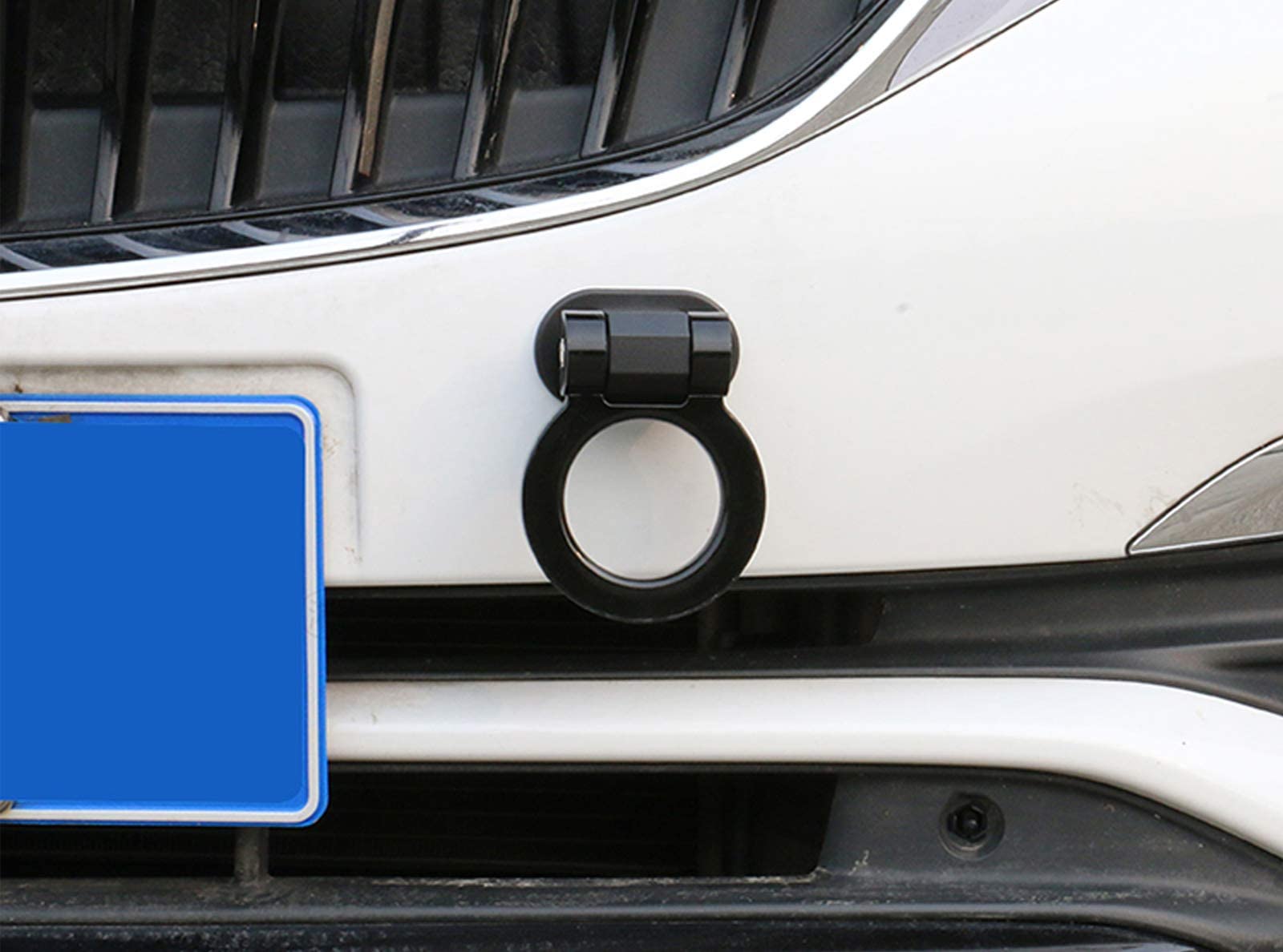 Xotic Tech JDM Track Racing Style Bumper Trailer Tow Hook Ring Decoration Sticker Universal Fit All Car Truck SUV, Black