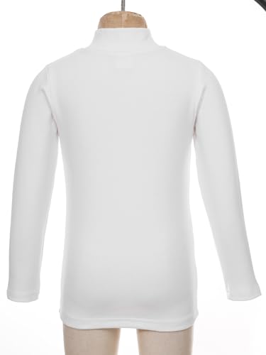 Kvysinly Boys Girls Thermal Underwear Tops Bear Embroidery Turtleneck Long Sleeve Pullover Baselayer T-Shirt Undershirt White 9-10 Years