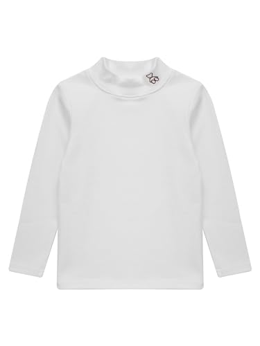 Kvysinly Boys Girls Thermal Underwear Tops Bear Embroidery Turtleneck Long Sleeve Pullover Baselayer T-Shirt Undershirt White 9-10 Years