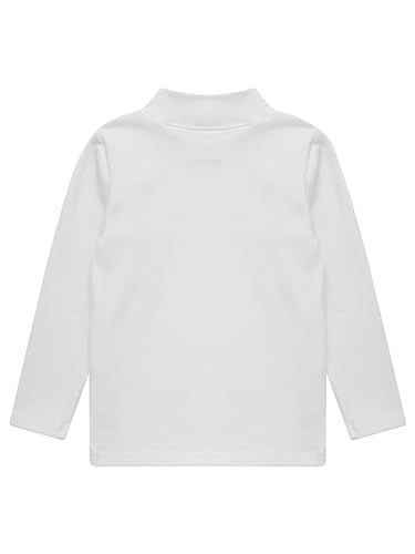 Kvysinly Boys Girls Thermal Underwear Tops Bear Embroidery Turtleneck Long Sleeve Pullover Baselayer T-Shirt Undershirt White 9-10 Years