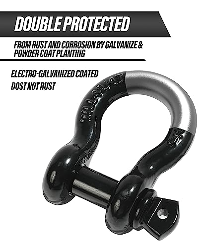 Reswish ESEWALAS 2 Pack 3/4" Shackles,41,887Ibs Break Strength with 7/8" Screw Pin and Shackle Isolator Washers Kit,Offroad Towing Accessories,Heavy Duty D Ring Shackle (Black)
