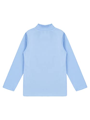 YiZYiF Kids Boys Girls Turtleneck Long Sleeves T-Shirts Printed Thermal Tops Athletic Tee Baselayer Shirts Blue 9-10 Years